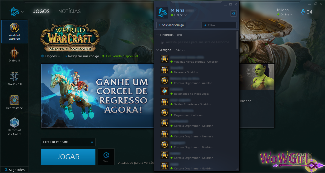 WoW Girl ~ Battle.net® Desktop App com chat integrado!